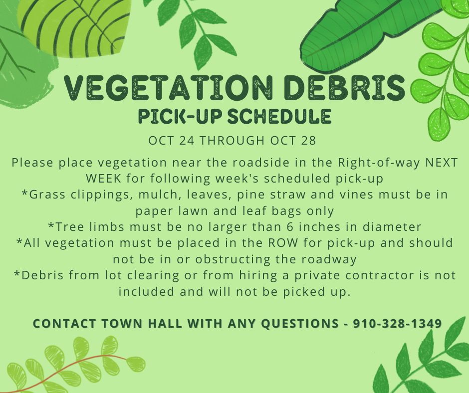 Vegetation Debris Pick-up Schedule | North Topsail Beach North Carolina