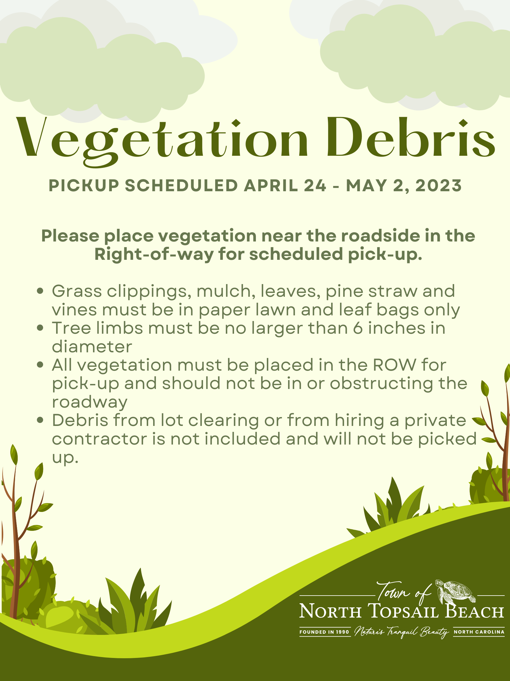 April Vegetation Debris Pick-up | North Topsail Beach North Carolina